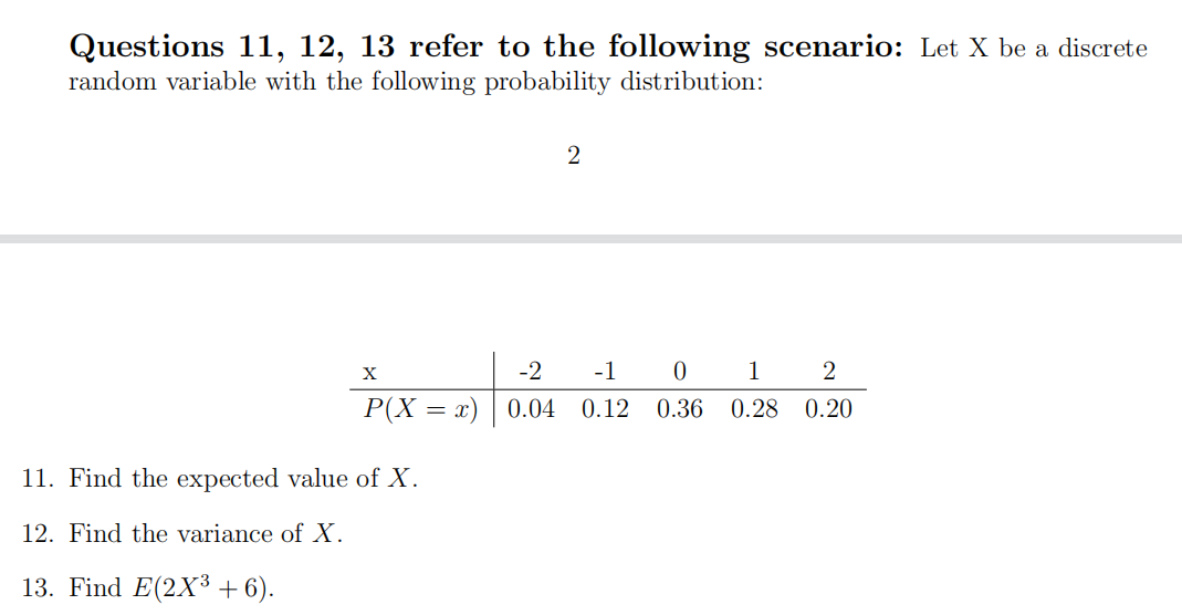 Solved Questions 11,12,13 refer to the following scenario: | Chegg.com