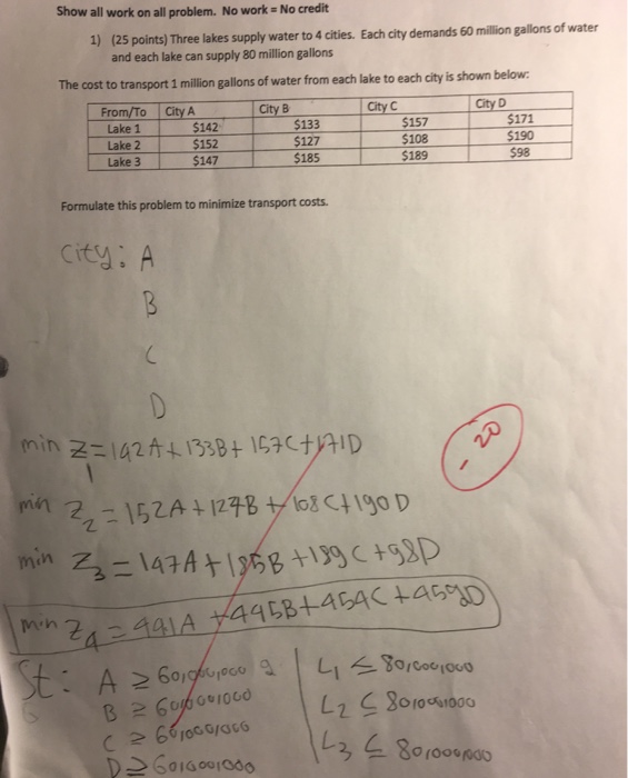 Solved Show all work on all problem. No work No credit (25 | Chegg.com