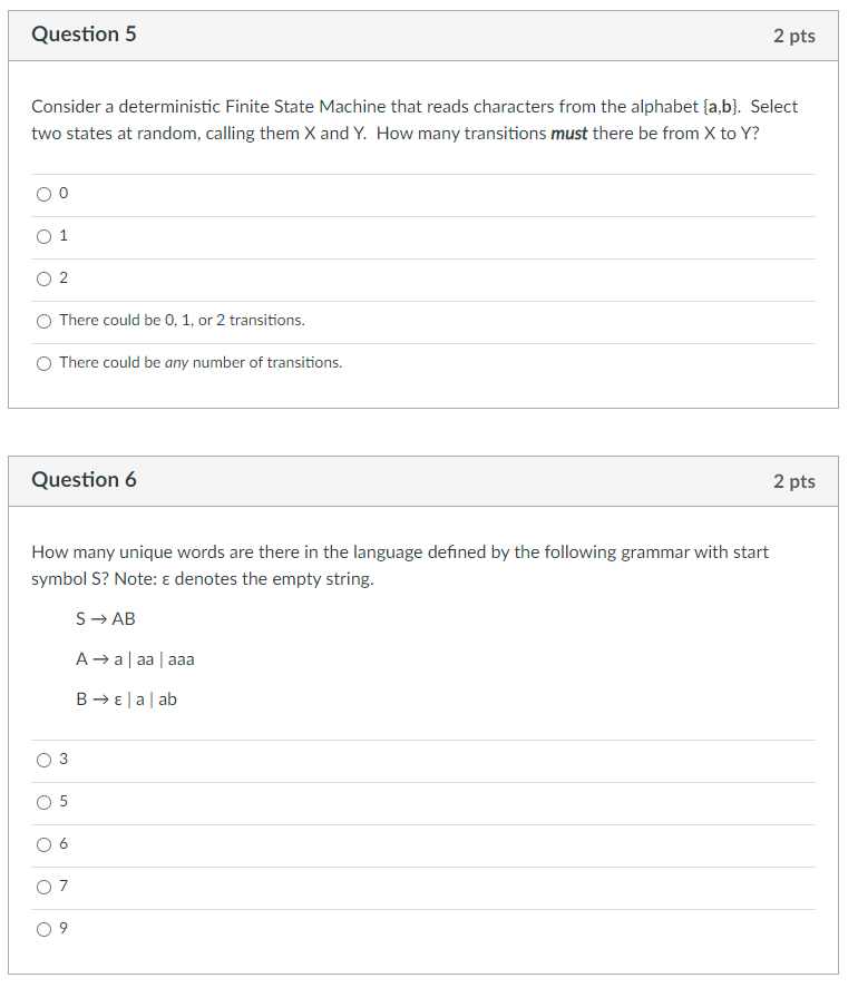 Solved Question 5 2 Pts Consider A Deterministic Finite 5808