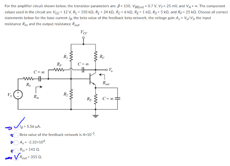 [solved] For The Amplifier Circuit Shown Below The Trans