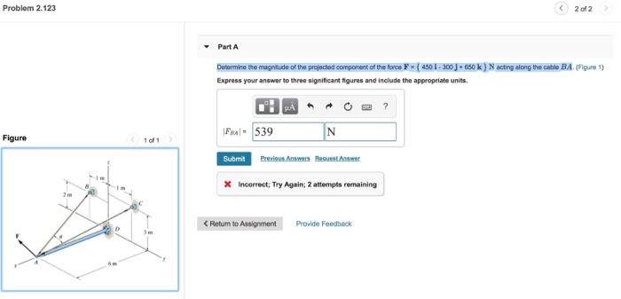 Solved Determine the magnitude of the projected component of | Chegg.com