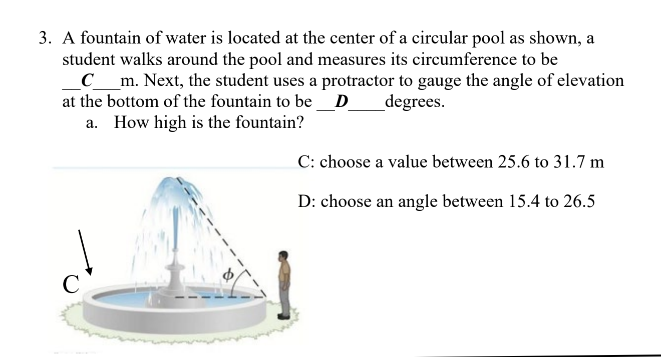 Solved 3. A fountain of water is located at the center of a | Chegg.com