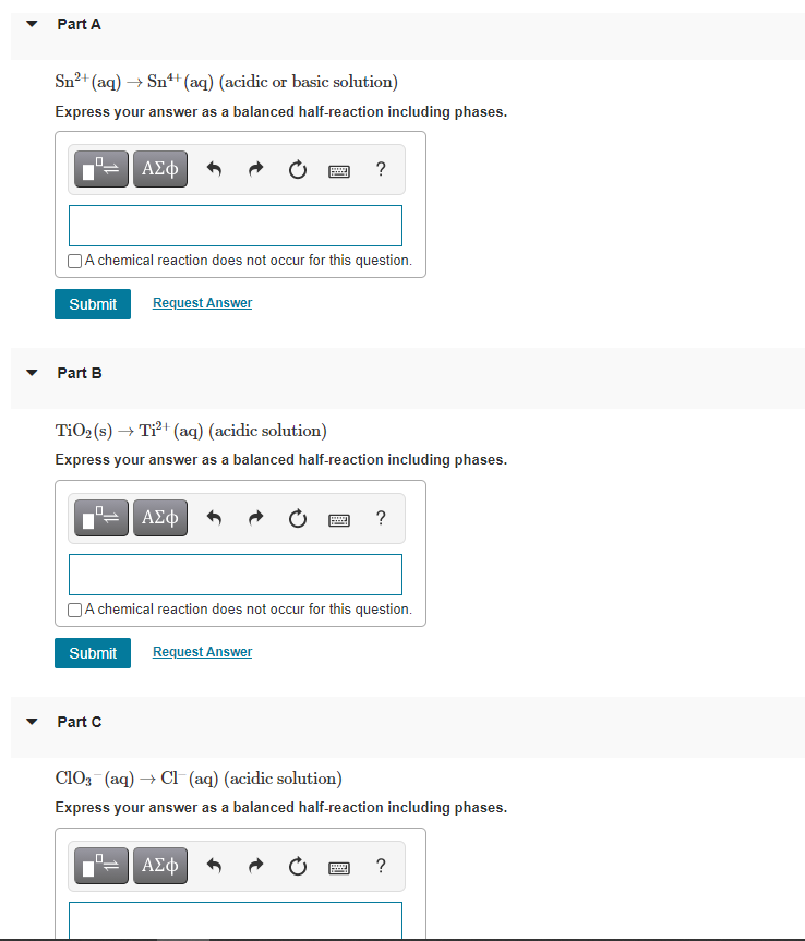 Solved Part A Sn2+ (aq) + Sn* (aq) (acidic or basic | Chegg.com