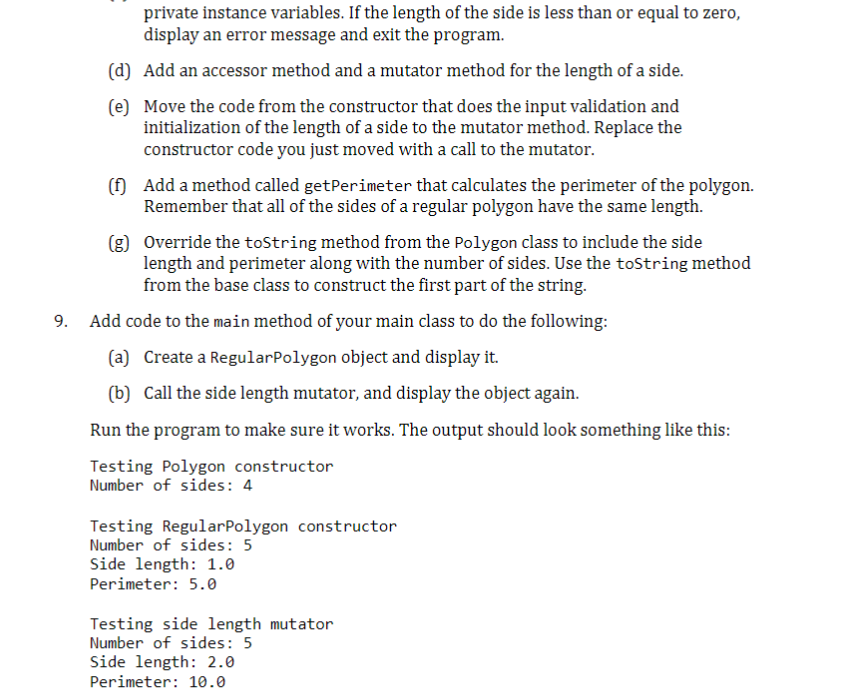 Solved 4 Create A Java Class File For A Polygon Class 5
