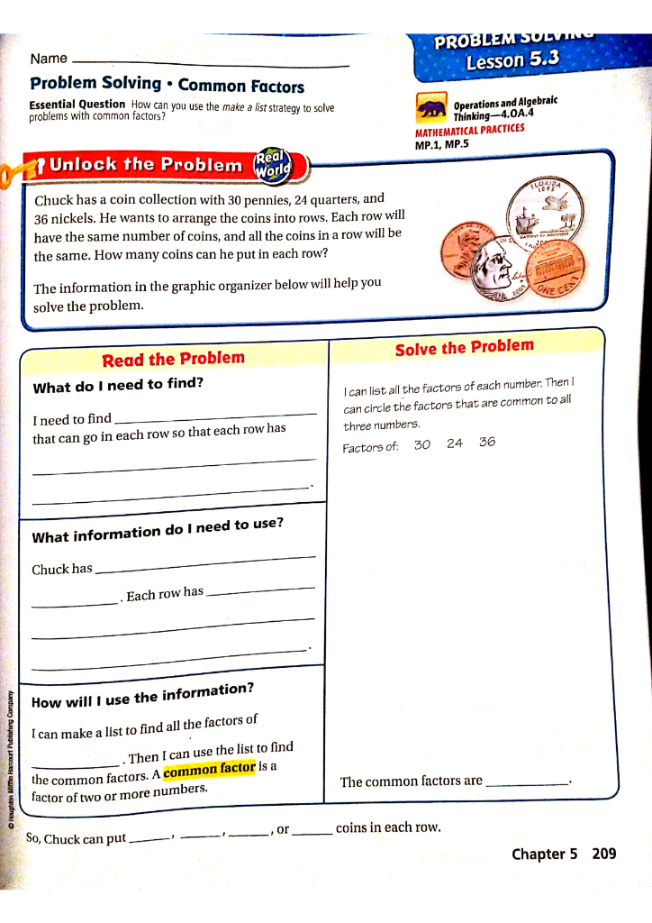 Solved PROBLEM SOLVING Lesson 5.3 Name Problem Solving . | Chegg.com