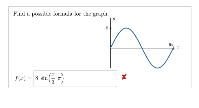 Solved Find a possible formula for the graph. | Chegg.com