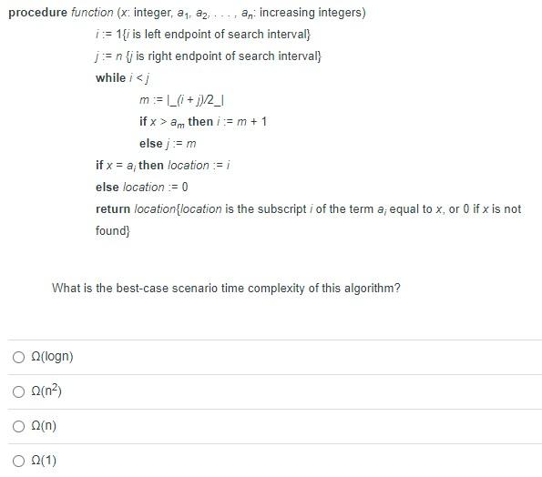 Solved cedure function ( x : integer, a1,a2,…,an : | Chegg.com