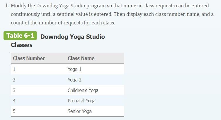 Solved b. Modify the Downdog Yoga Studio program so that | Chegg.com