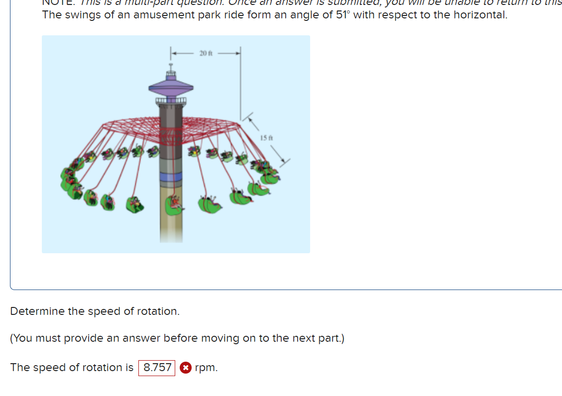 Solved The swings of an amusement park ride form an angle of | Chegg.com