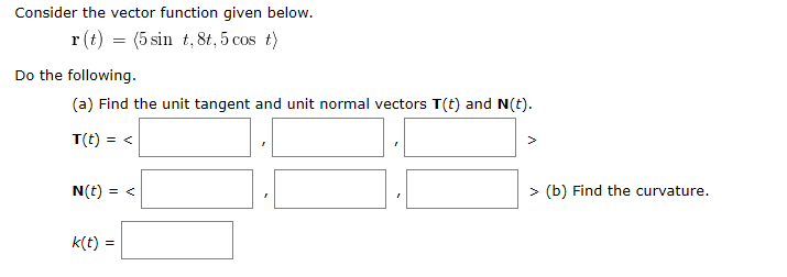 Solved Consider the vector function given below. r(t) = (5 | Chegg.com