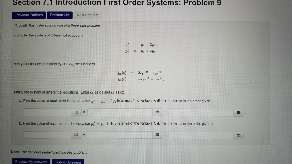 Solved Section 7 1 Introduction First Order Systems Problem