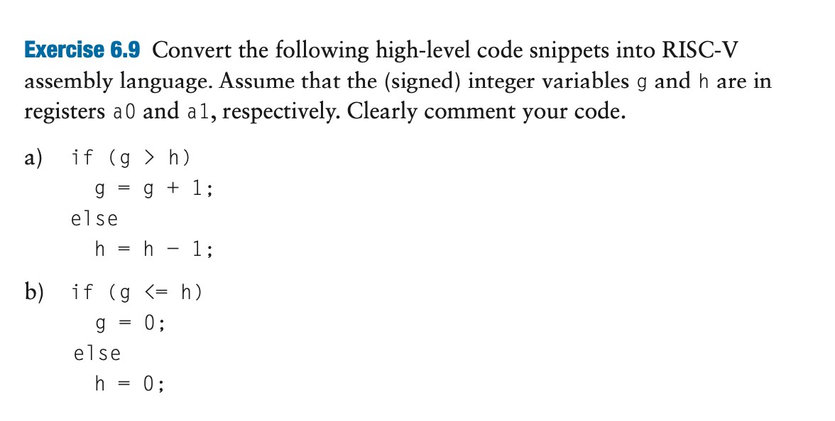 Solved Exercise 6.9 Convert the following high-level code | Chegg.com