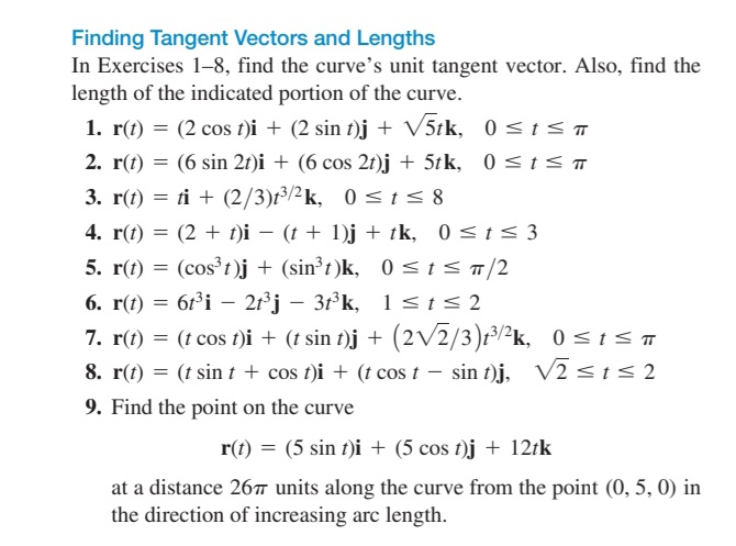 Solved Finding Tangent Vectors and Lengths In Exercises 1-8, | Chegg.com