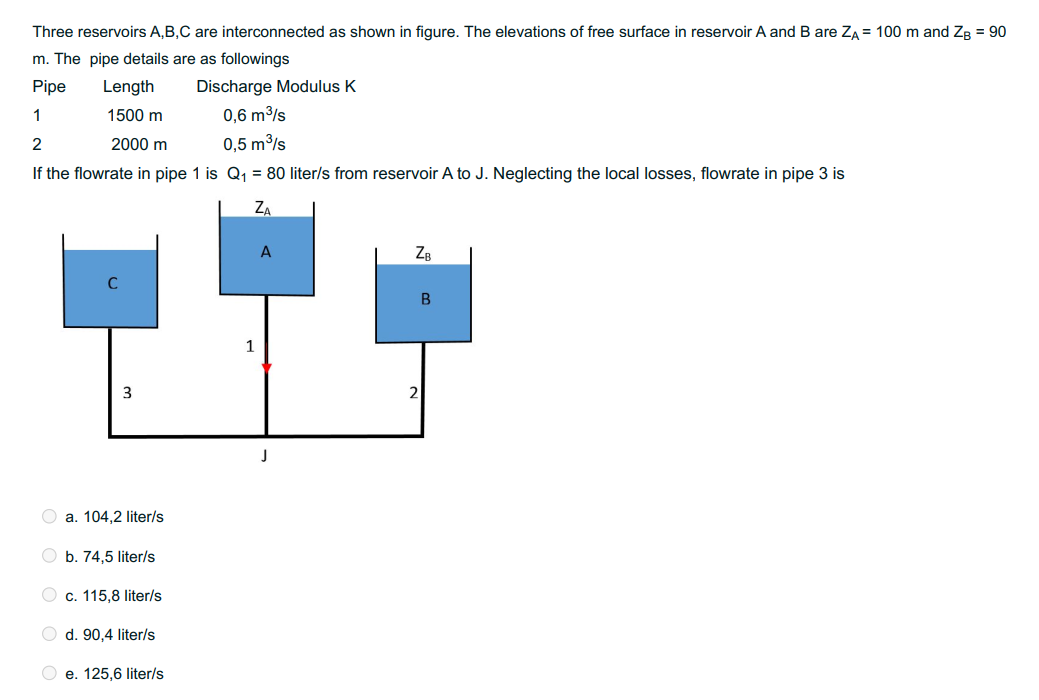Solved Three reservoirs A,B,C are interconnected as shown in | Chegg.com