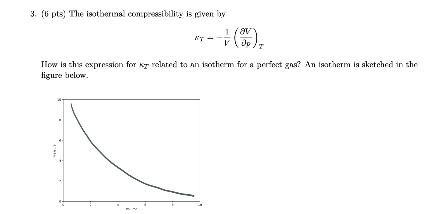 Solved 3. (6 pts) The isothermal compressibility is given by | Chegg.com
