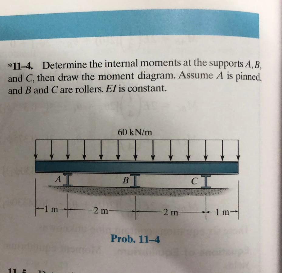 Solved *11-4. Determine the internal moments at the supports | Chegg.com