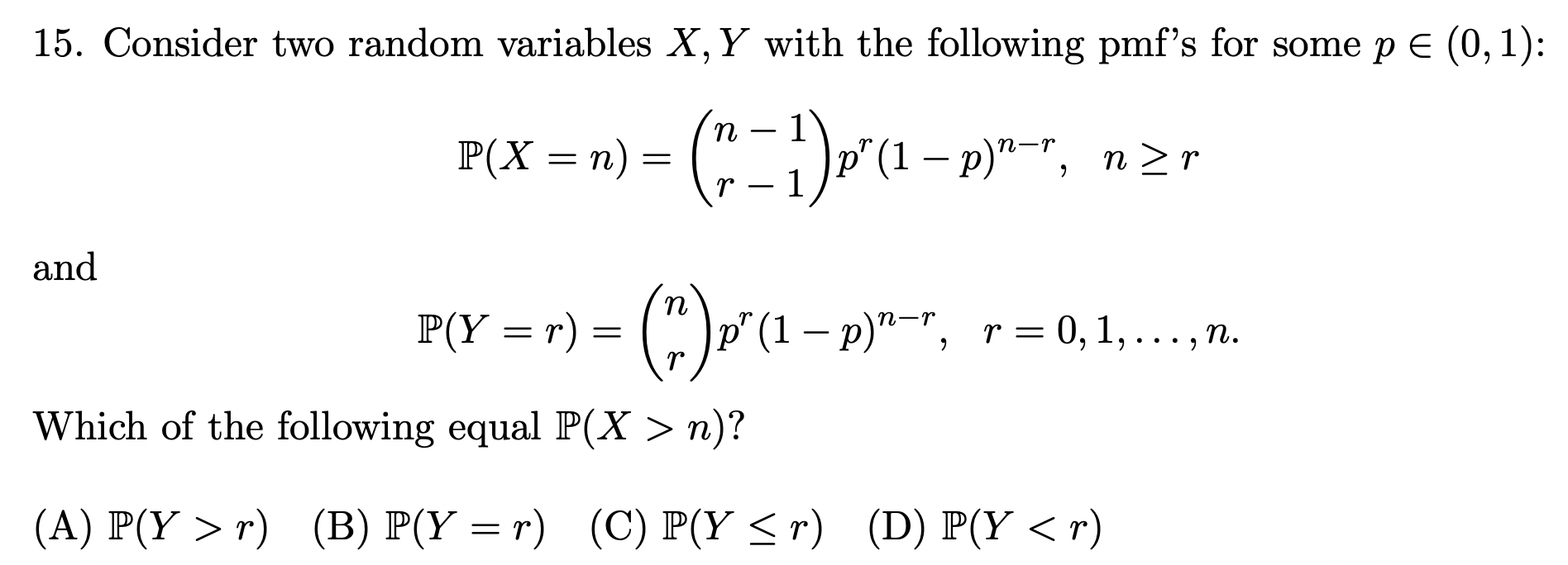 Solved 15. Consider two random variables X, Y with the | Chegg.com