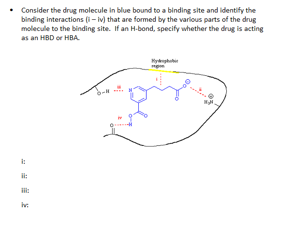 Solved Consider the drug molecule in blue bound to a binding | Chegg.com