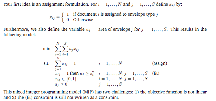 Your first idea is an assignment formulation. For | Chegg.com