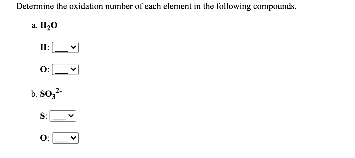 Solved Determine the oxidation number of each element in the | Chegg.com