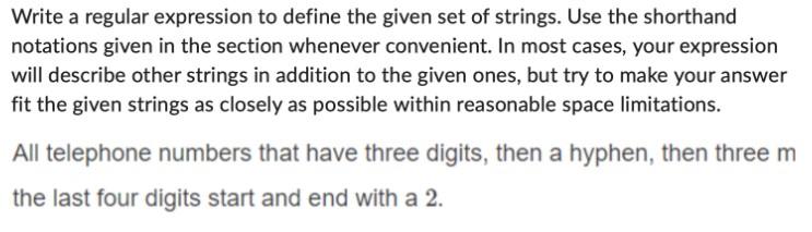 Solved Write a regular expression to define the given set of | Chegg.com