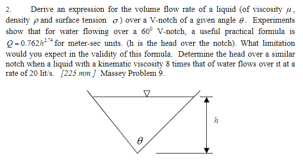 Solved 2. Derive an expression for the volume flow rate of a | Chegg.com