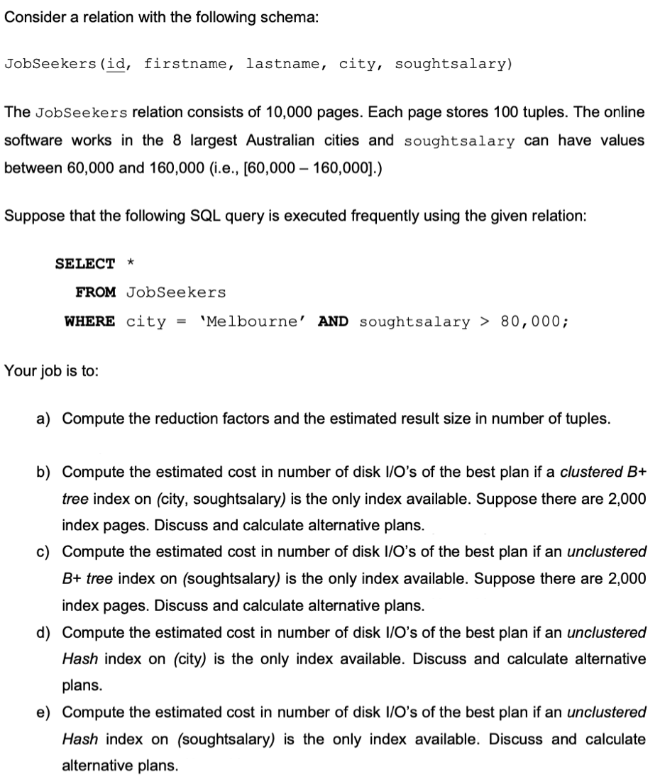 Please do theses calculations based on SQL. | Chegg.com