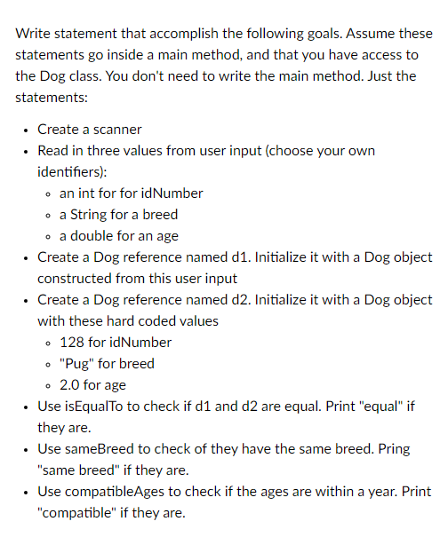 Solved Write statement that accomplish the following goals. | Chegg.com
