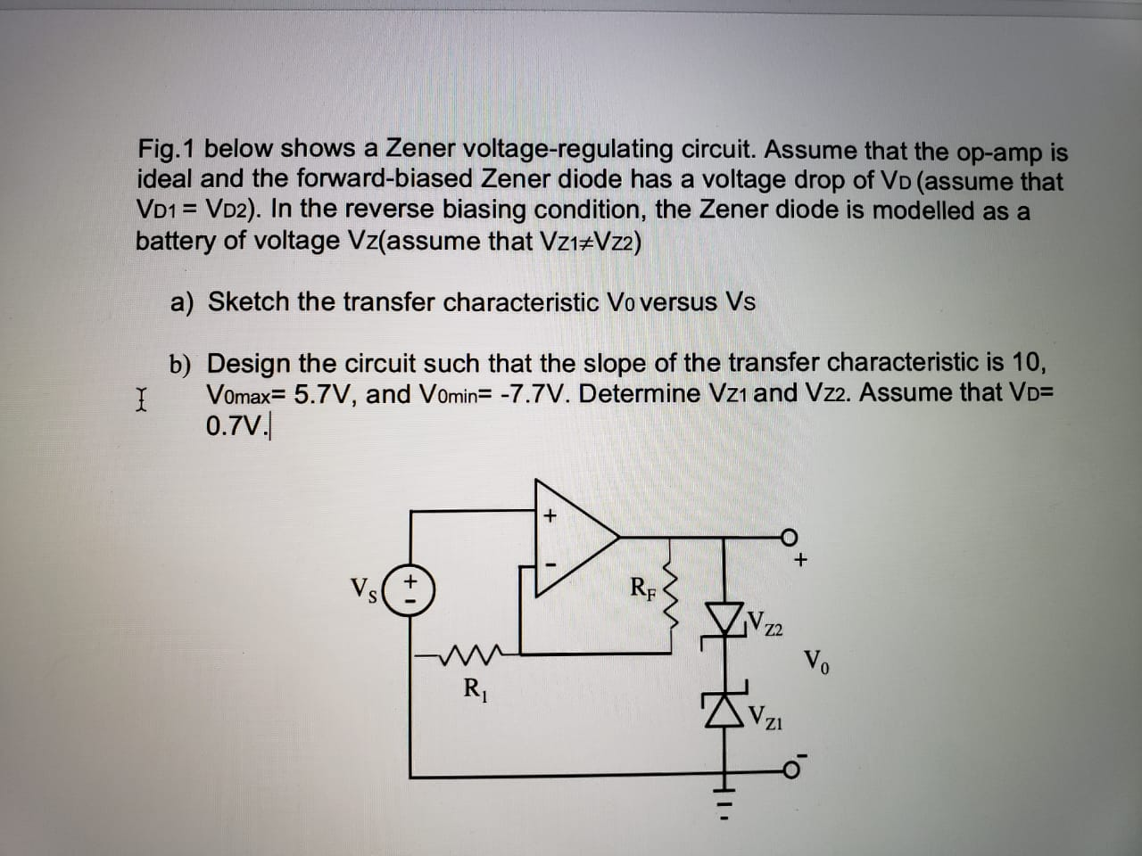 Solved Fig. 1 below shows a Zener voltage-regulating | Chegg.com