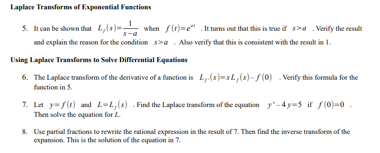 Solved Laplace Transforms of Exponential Functions 5. It can | Chegg.com