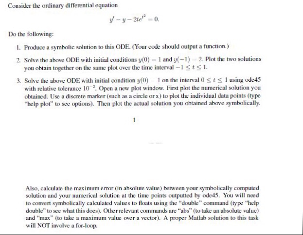 Solved Consider the ordinary differential equation Do the | Chegg.com