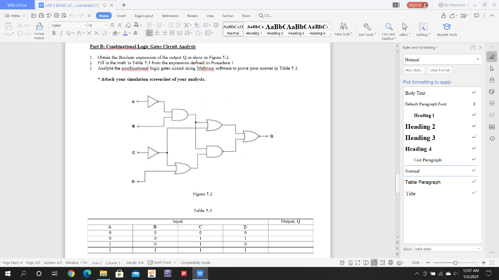 Solved Sign in A Go Premium WPS Office LAB 5 BASIC | Chegg.com