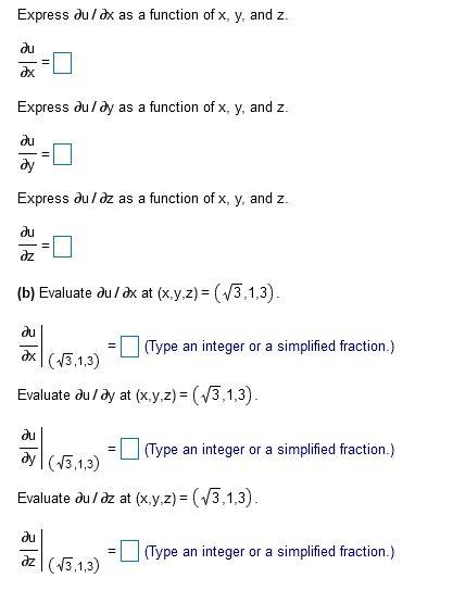 Solved (a) Express du/dx, du/dy, and du/dz as functions of | Chegg.com