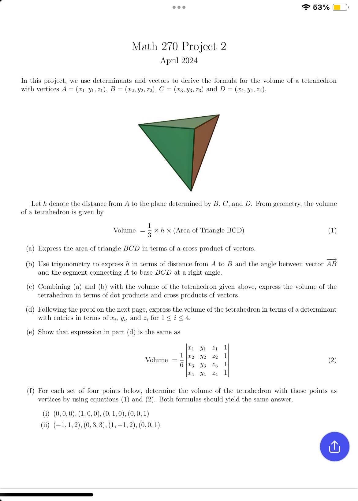 Math 270 ﻿Project 2April 2024In this project, we use | Chegg.com