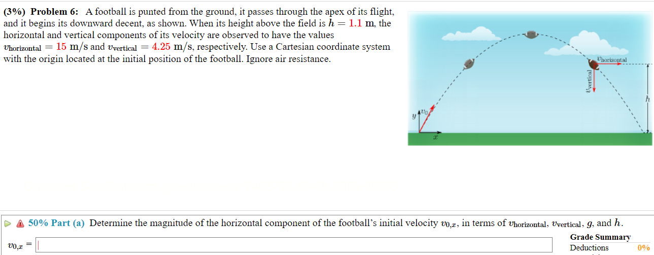 Solved A football is punted from the ground, it passes | Chegg.com