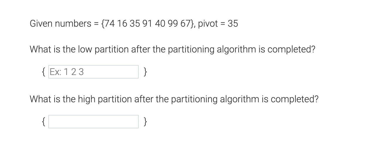 Solved Given numbers ={74163591409967}, pivot =35 What is | Chegg.com