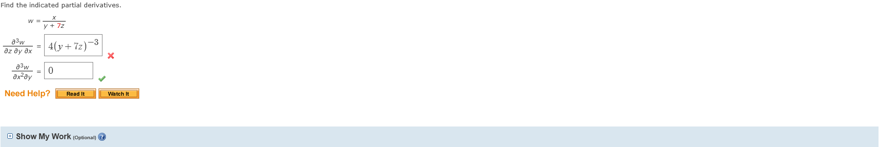 Solved Find the indicated partial derivatives. | Chegg.com