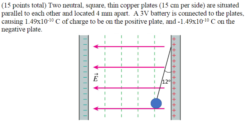 Solved a). A pith ball (m=5.0 g) hangs from an insulating | Chegg.com