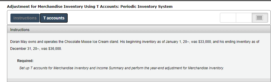 Solved Adjustment for Merchandise Inventory Using 1 | Chegg.com