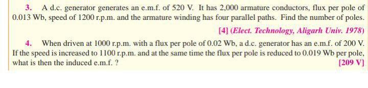 Solved 3. A d.c. generator generates an e.m.f. of 520 V. It | Chegg.com