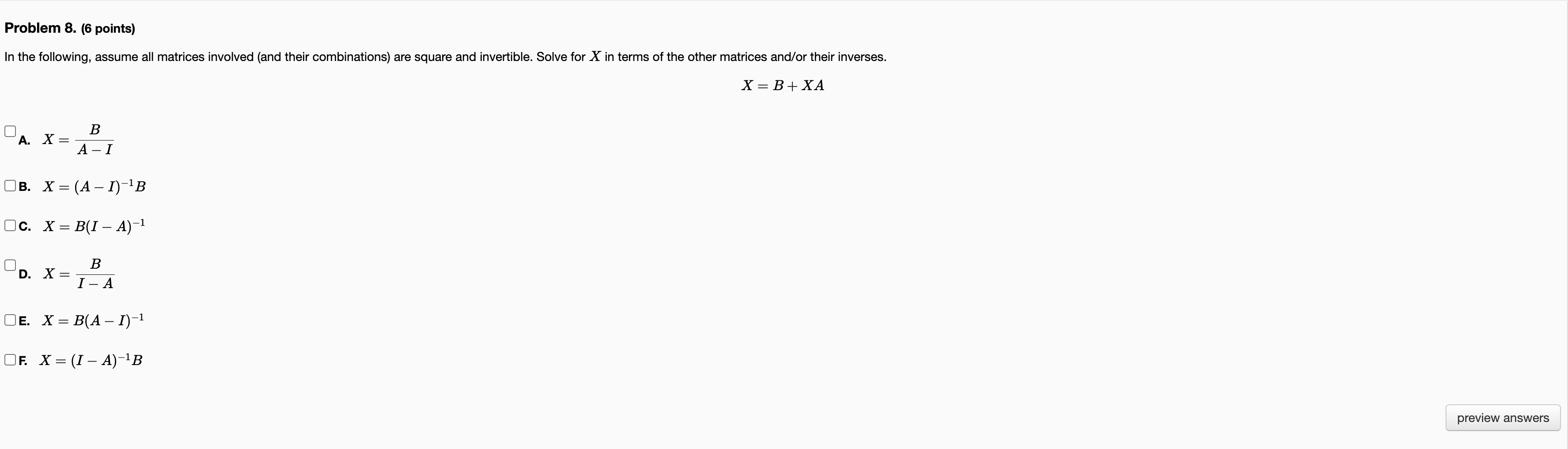 Solved In the following, assume all matrices involved (and | Chegg.com