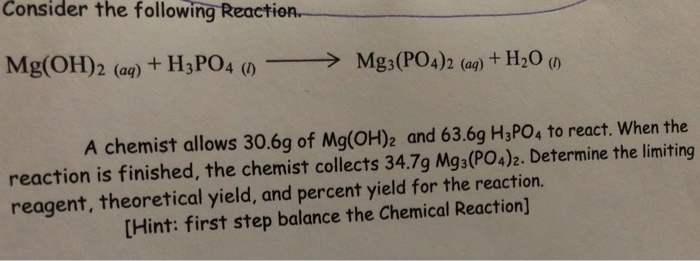 Solved Mg(OH)2(aq)+H3PO4(l) -> mg3(PO4)2(aq)+H2O(l) | Chegg.com