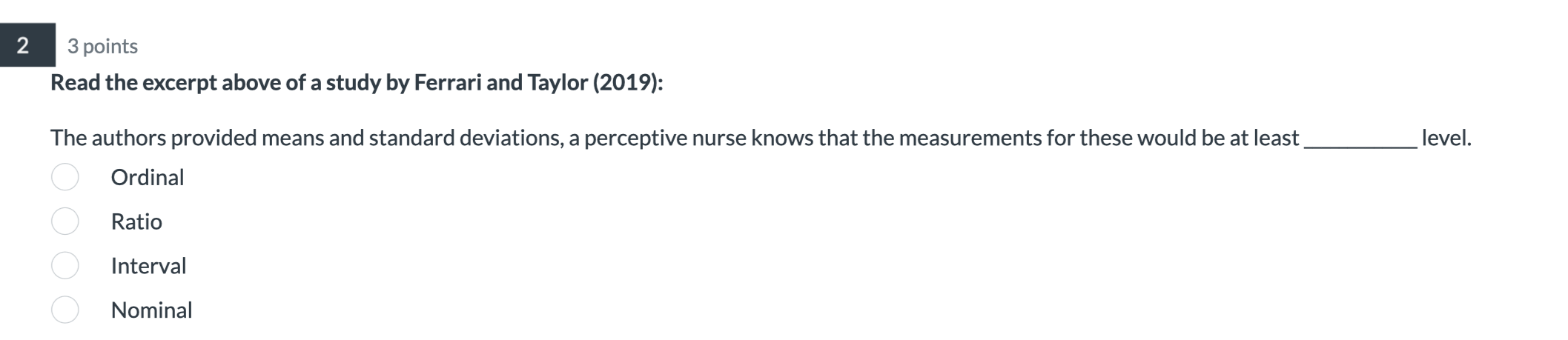 Solved 3 points Read the excerpt above of a study by Ferrari | Chegg.com