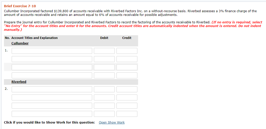 Solved Brief Exercise 7-10 Cullum ber Incorporated factored | Chegg.com