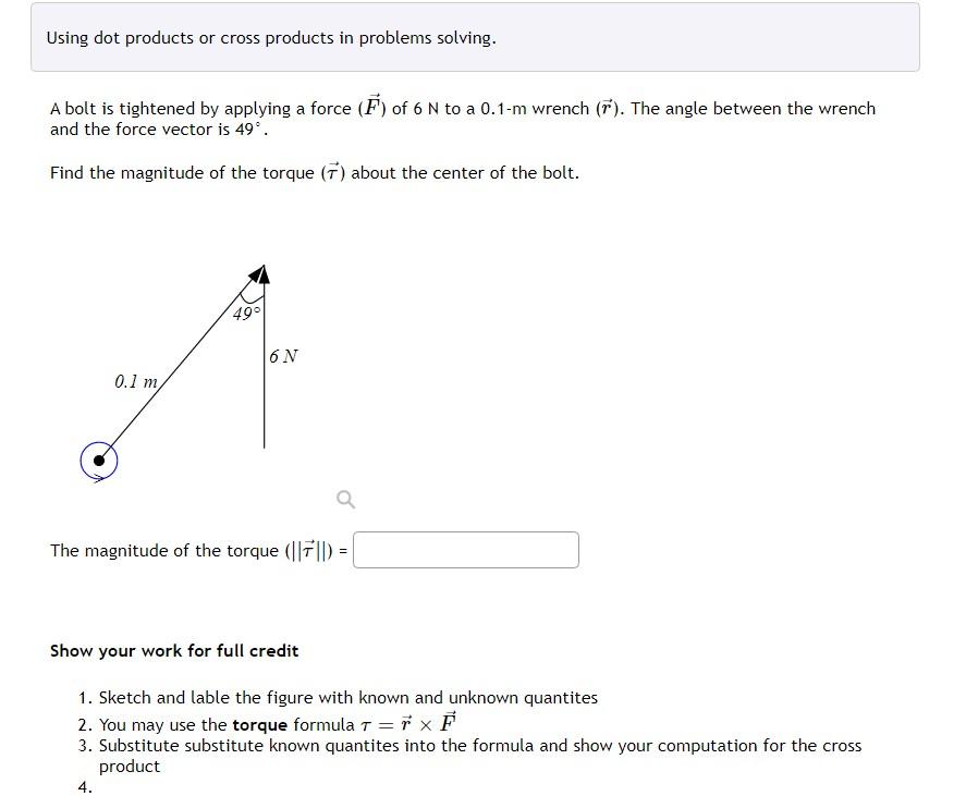 Solved Using dot products or cross products in problems | Chegg.com