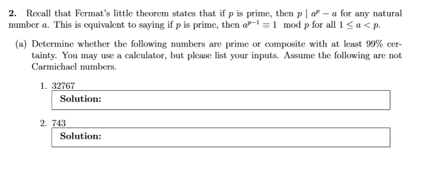 Solved Recall that Fermat's little theorem states that if p | Chegg.com