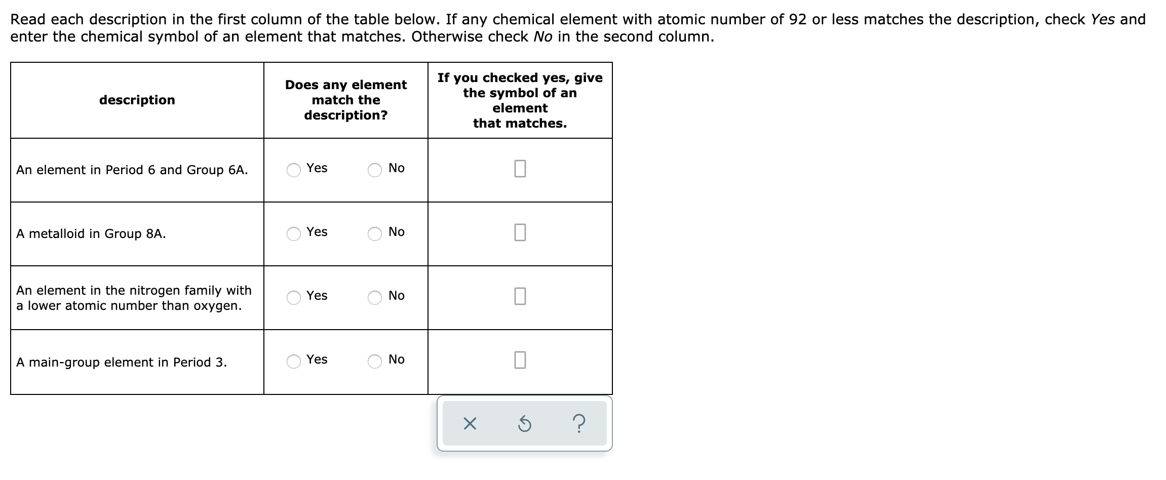 Solved Read each description in the first column of the | Chegg.com