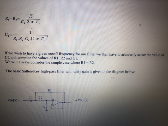 Lab # 2 Analog filter using the Sallen-Key topology | Chegg.com