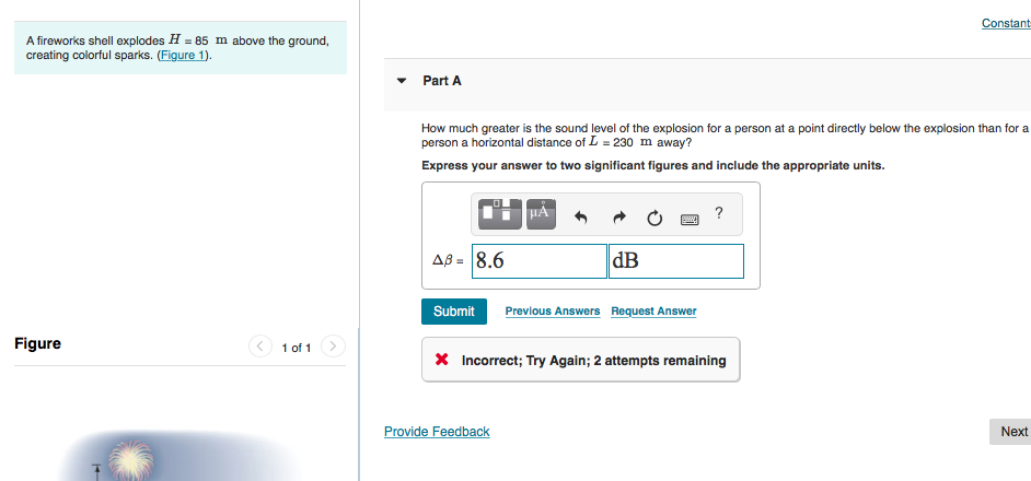 Solved Constant A fireworks shell explodes H = 85 m above | Chegg.com