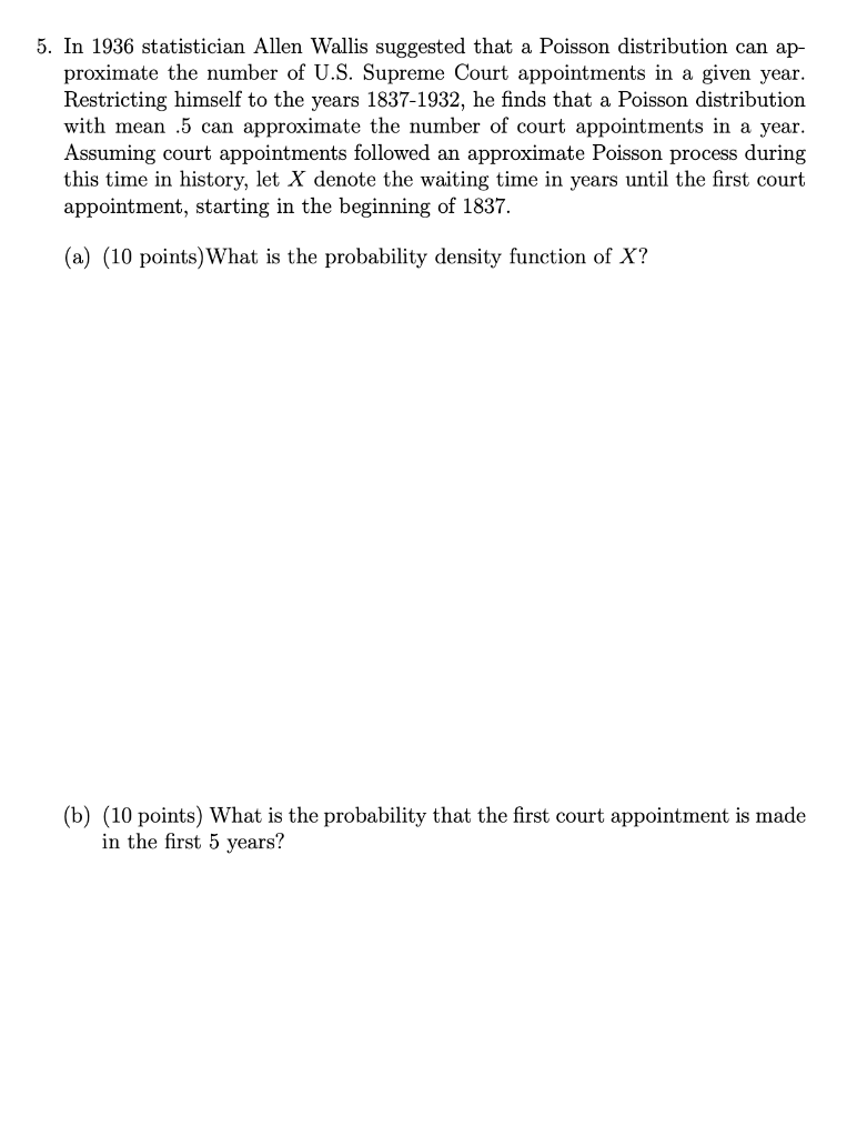 Solved 5. In 1936 statistician Allen Wallis suggested that a | Chegg.com